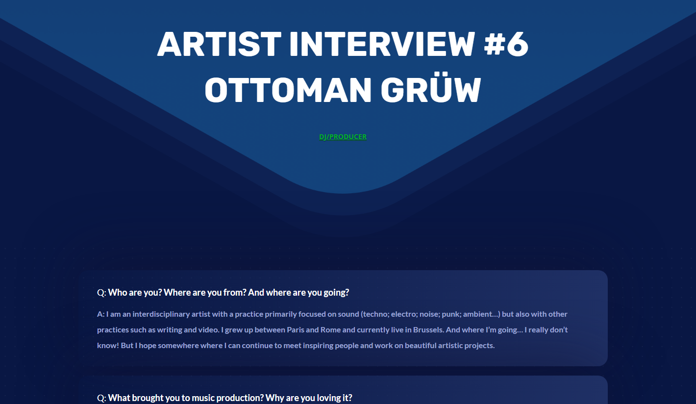 Artist Interview 6 - OTTOMAN GRÜW | Smart DSP